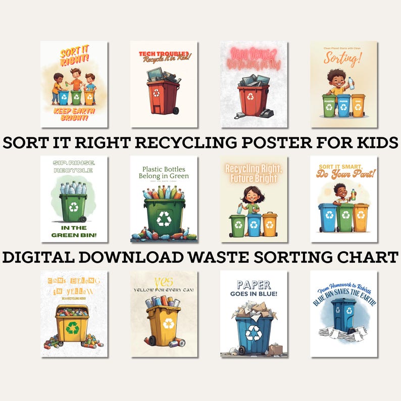Sort It Right Recycling Poster for Kids – Digital Download Waste ...