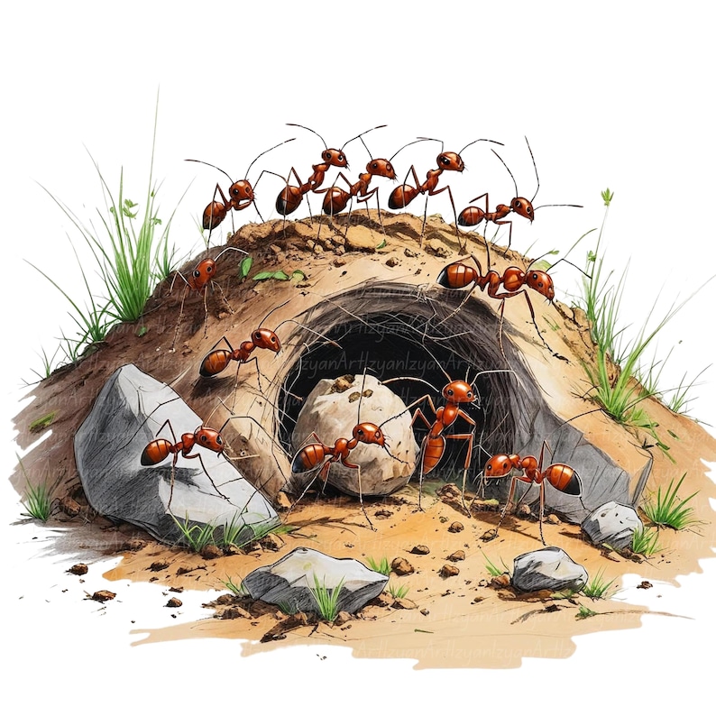 18 PNG Eco Sketch Ant Clipart Bundle, Eco Clipart Ants, Edu Cation ...