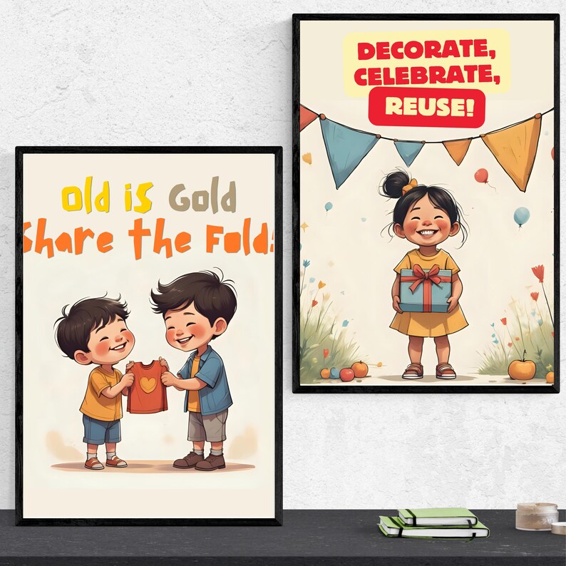 Digital Download Reuse Poster for Kids, Eco-friendly Wall Art, Reduce ...