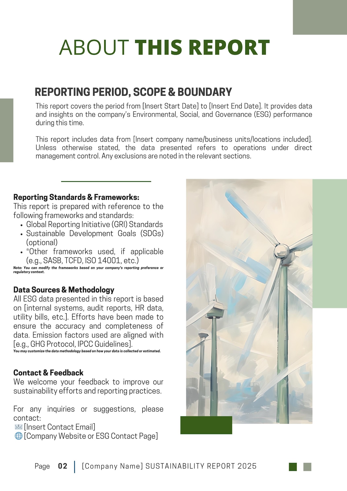ESG Sustainability Report Template Canva: Editable Corporate Layout ...