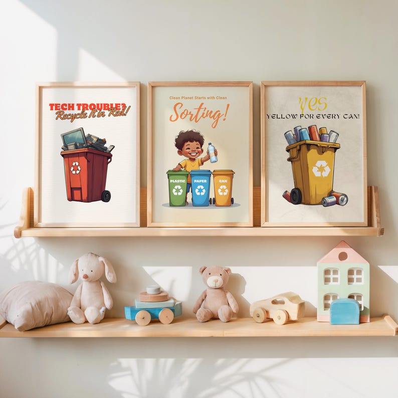 Recycling Poster for Kids: Waste Sorting Chart, Eco Education (digital ...