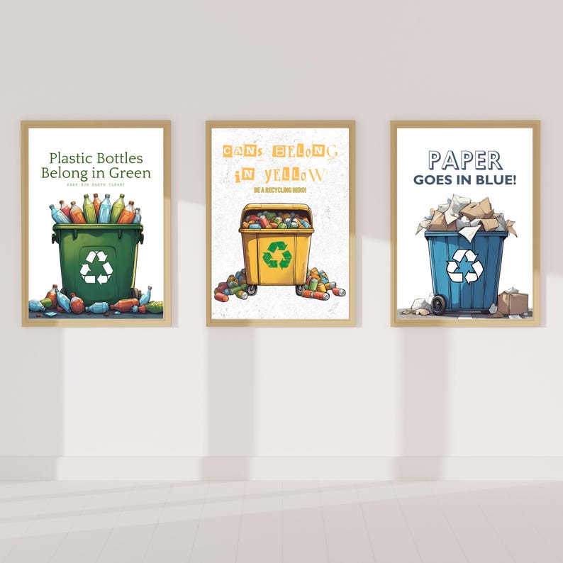 Recycling Poster for Kids: Waste Sorting Chart, Eco Education (digital ...