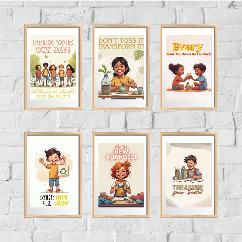 Digital Download Reuse Poster for Kids, Eco-friendly Wall Art, Reduce ...