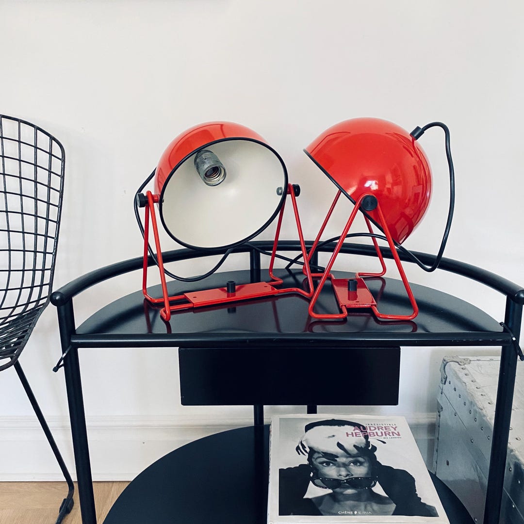 Vintage Più Luce Red Space Age Wall Sconces – Set of 2 – Italian Mid ...