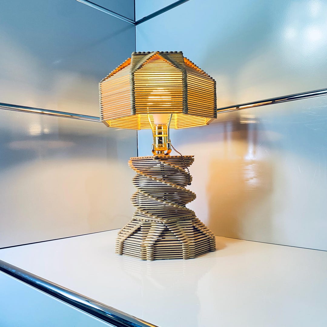Vintage Popsicle Stick Table Lamp – Handcrafted Folk Art Lighting - Etsy