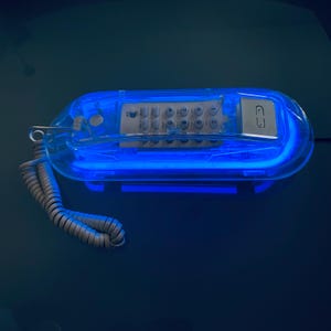 Vintage 90’s Blue Neon Light-up Telephone, Transparent Phone, Clear ...