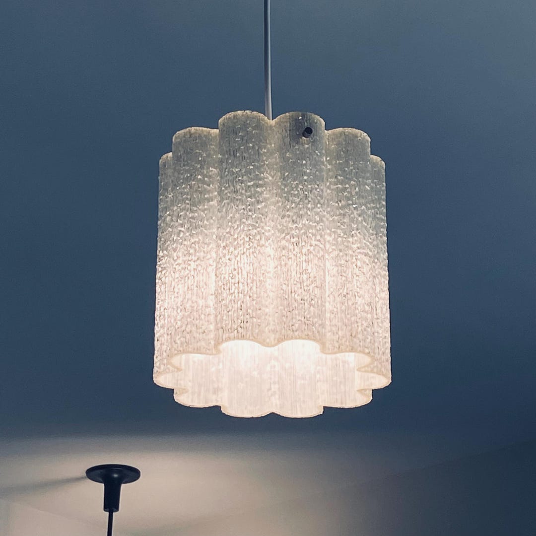 Mid-century Modern Acrylic Pendant Light | Sculptural Textured Shape ...