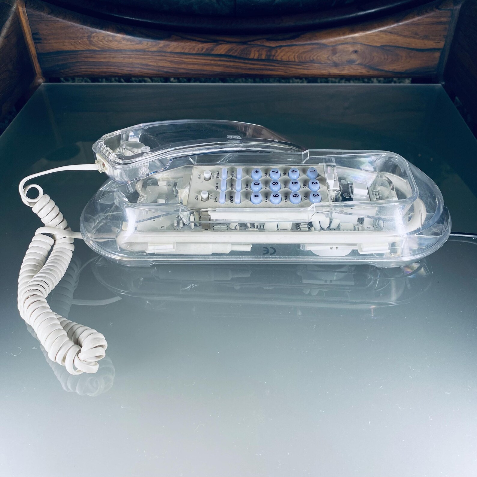 Vintage 90’s Blue Neon Light-up Telephone, Transparent Phone, Clear ...