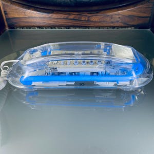 Vintage 90’s Blue Neon Light-up Telephone, Transparent Phone, Clear ...
