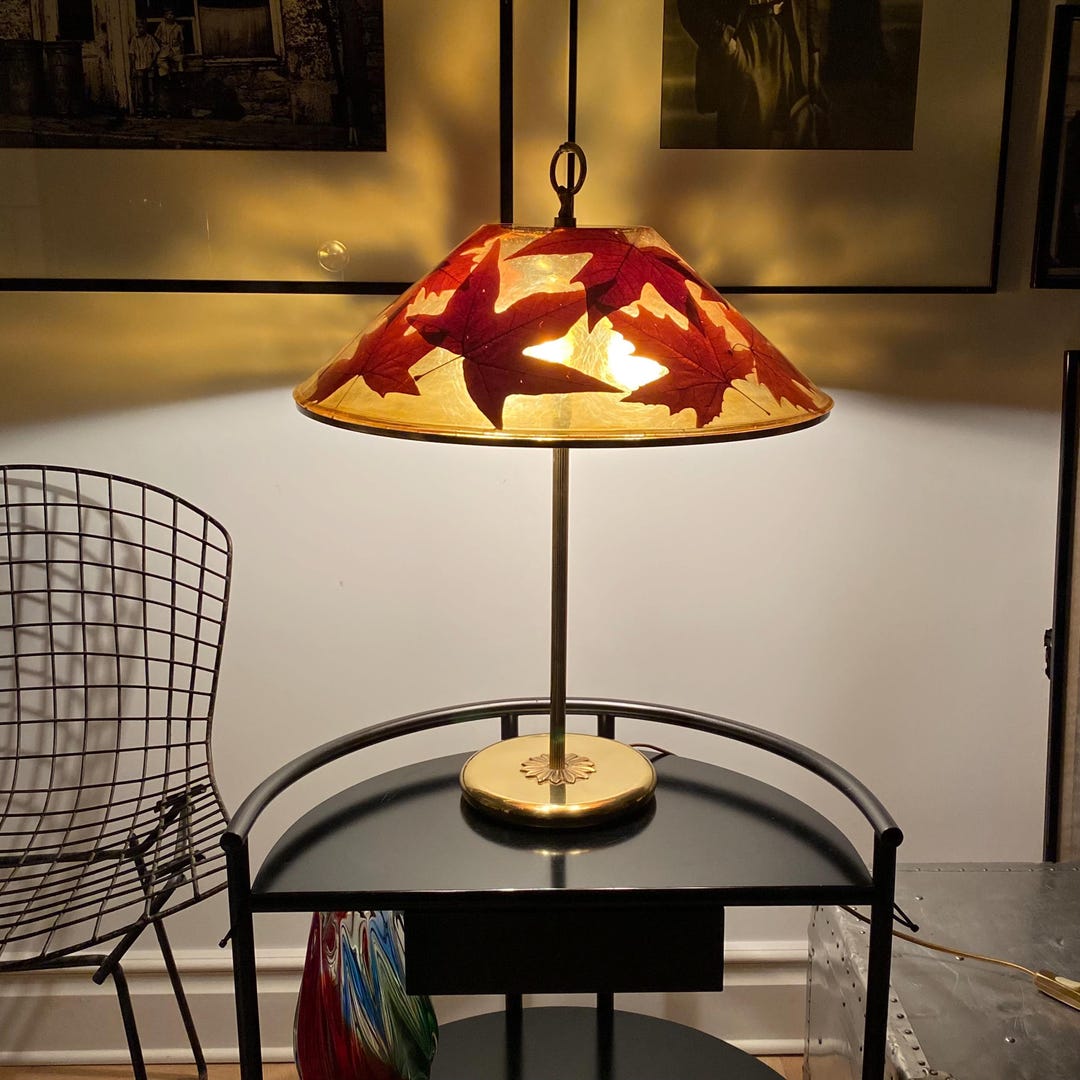 Vintage Maple Leaf Table Lamp, Nature-inspired Lighting - Etsy