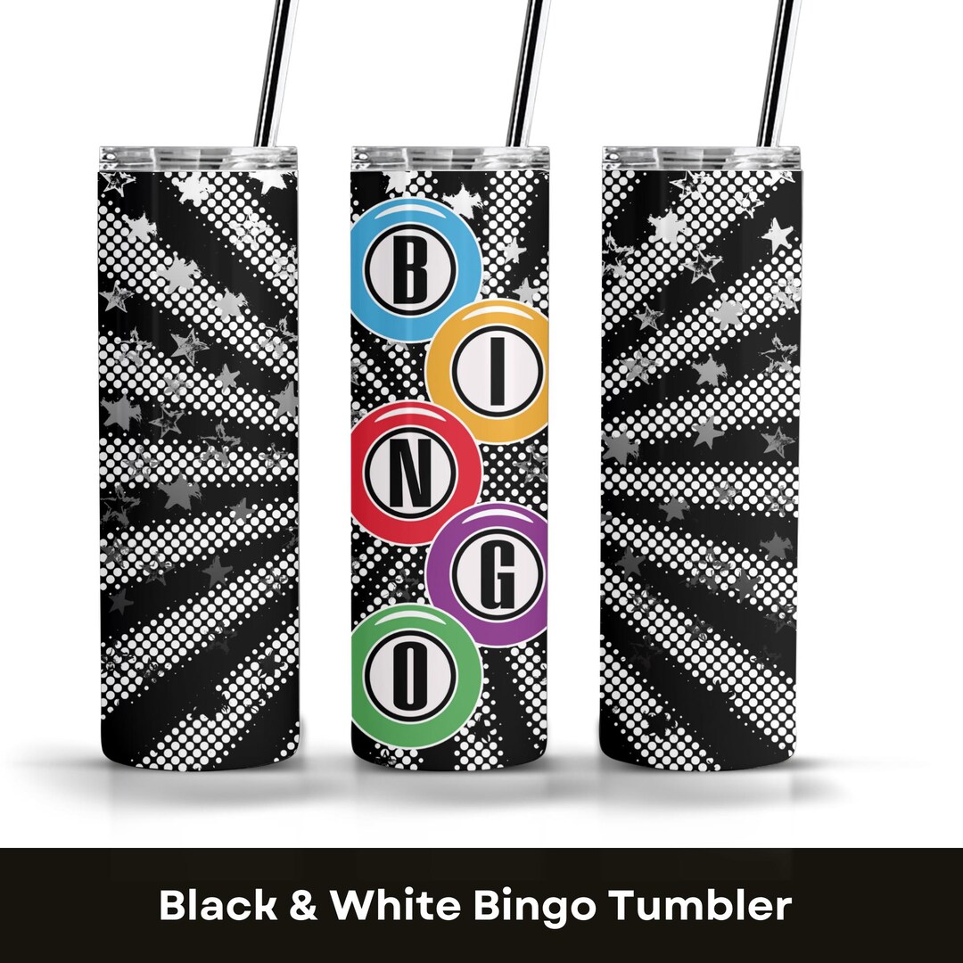 Classic Contrast: 20oz Black & White Bingo Ball Tumbler - Etsy