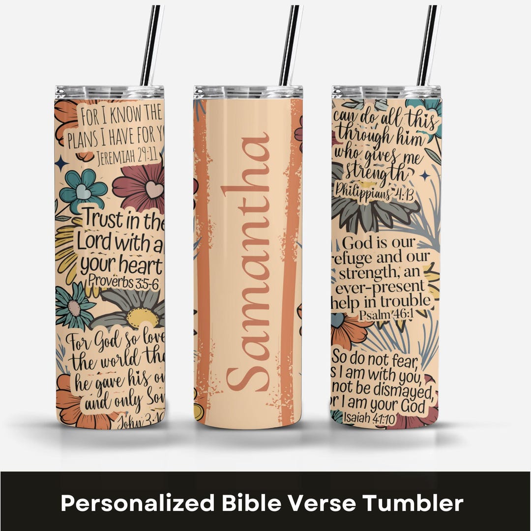 Personalized Bible Verse Tumbler Custom Scripture Cup Christian Gift ...
