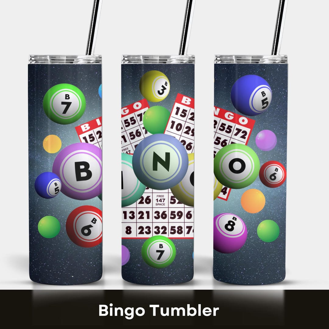 Bingo Tumbler, Bingo Gift, Bingo, Tumbler, 20oz, Stainless Steel, Slots ...