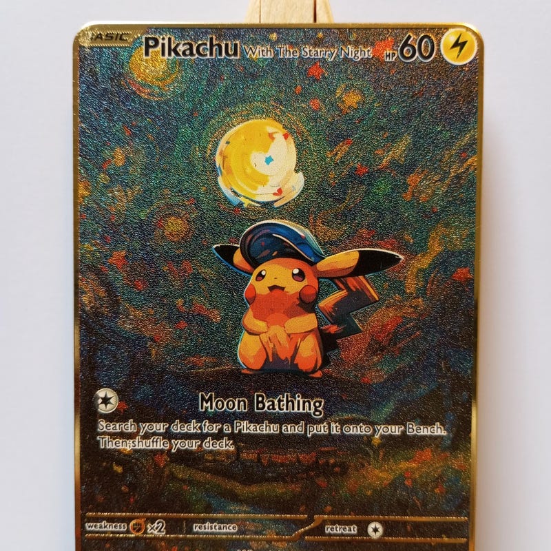 Gold Pikachu Card - Etsy