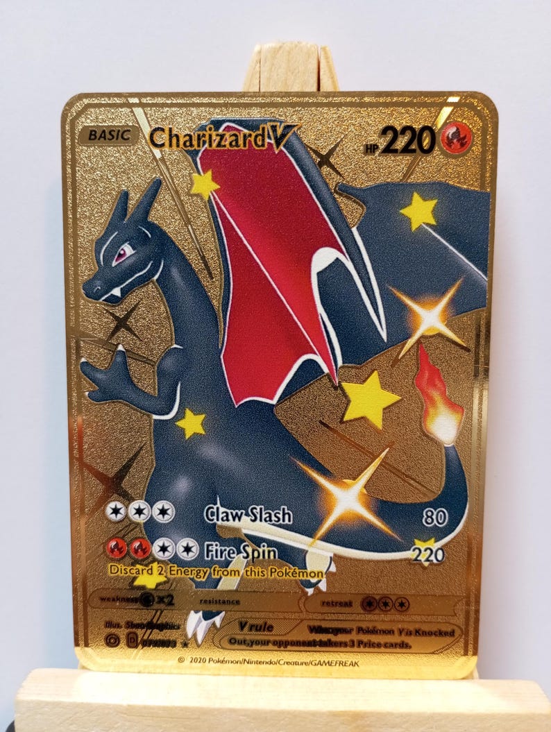 Charizard V - Metal Card - Etsy