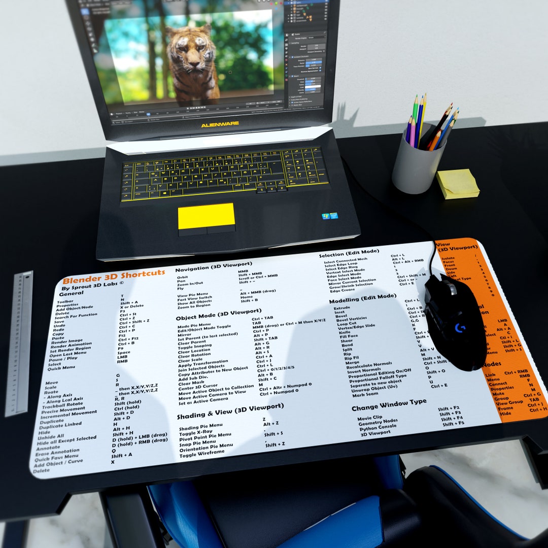 Blender 3D Shortcuts Mousepad for 3d Artists of All Skill Levels, White ...