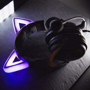 RGB LED Cat Ears for Headphones - Cosplay Cat Ears, Twitch Streamer ...
