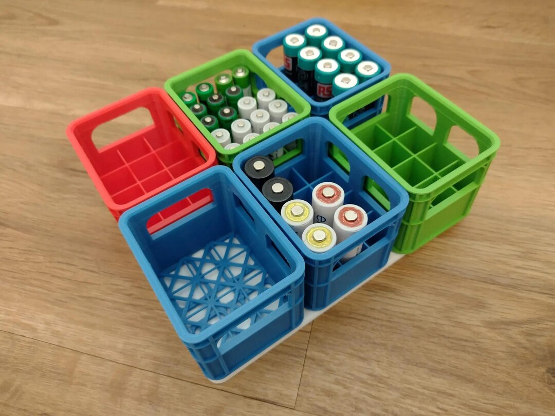 Customizable & Stackable Mini Milk Crate Battery Storages - AA, AAA ...
