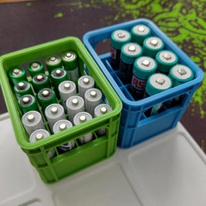 Customizable & Stackable Mini Milk Crate Battery Storages - AA, AAA ...