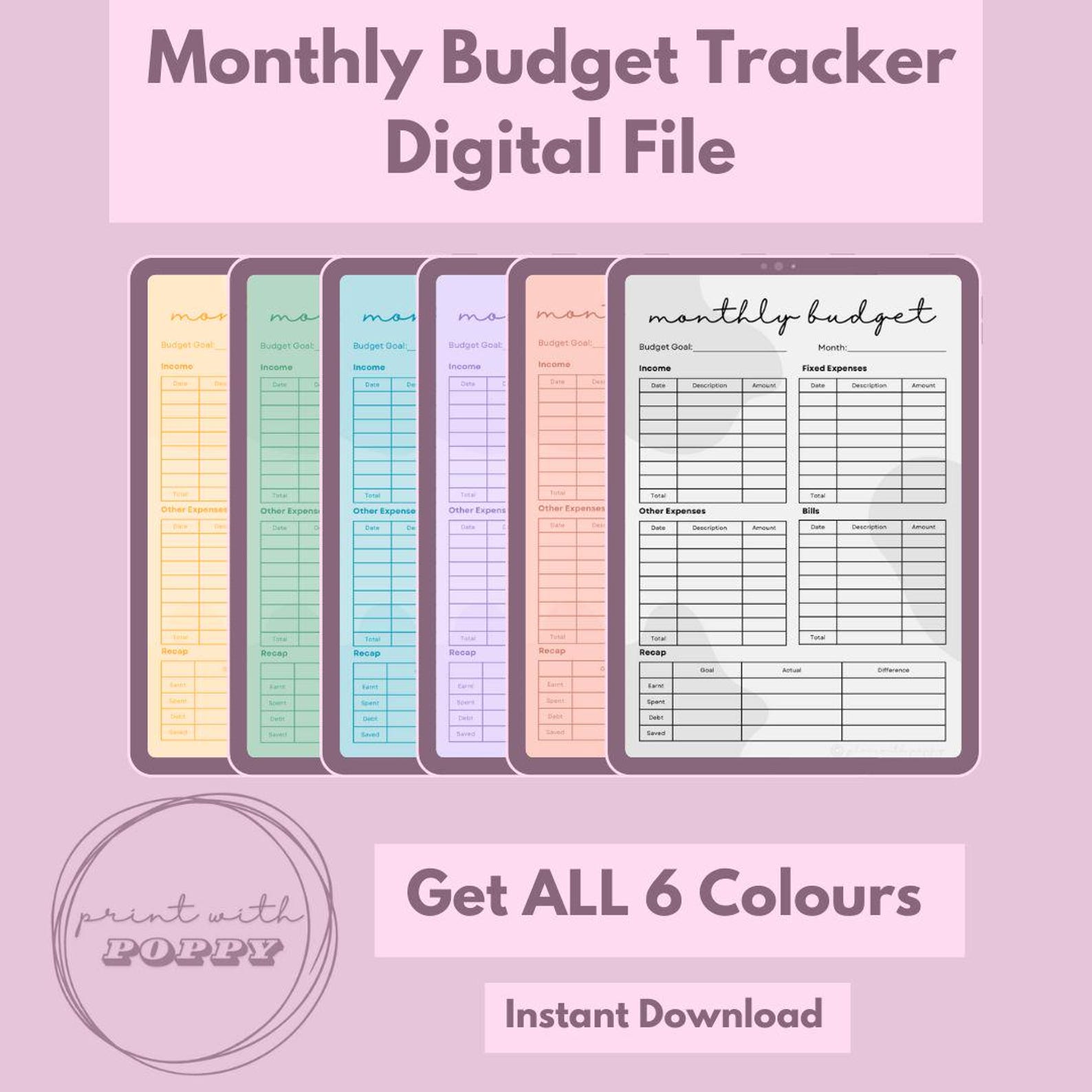 Monthly Budget Tracker Digital Download - Etsy