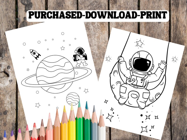 15 Pages Outer Space Themed Coloring Book , Relaxing Coloring Book for ...