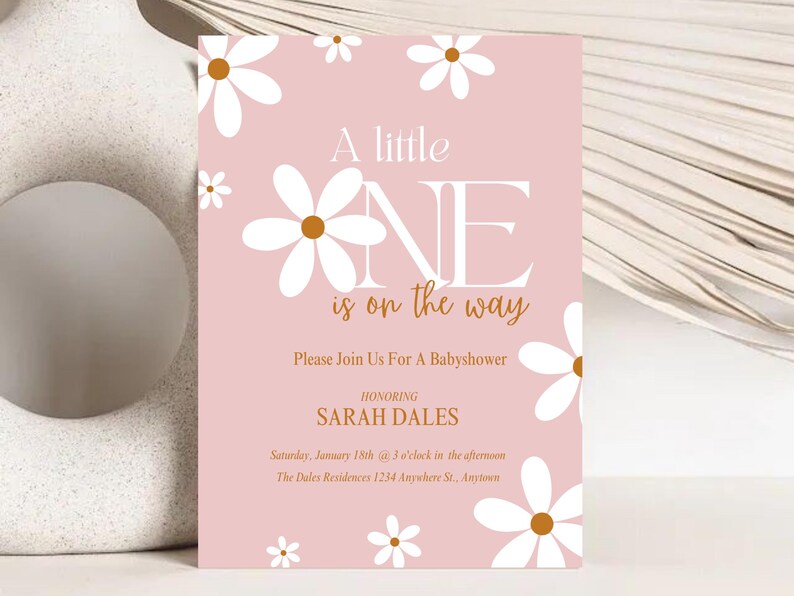 Editable Daisy.baby Shower Template, Daisy Flower Babyshower Invitation ...