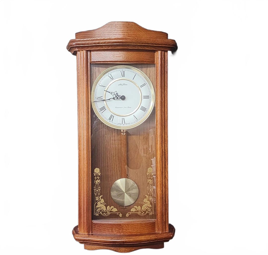 Vintage Seth Thomas Kipler Quartz Wall Clock Oak Wood With Pendulum WOK ...