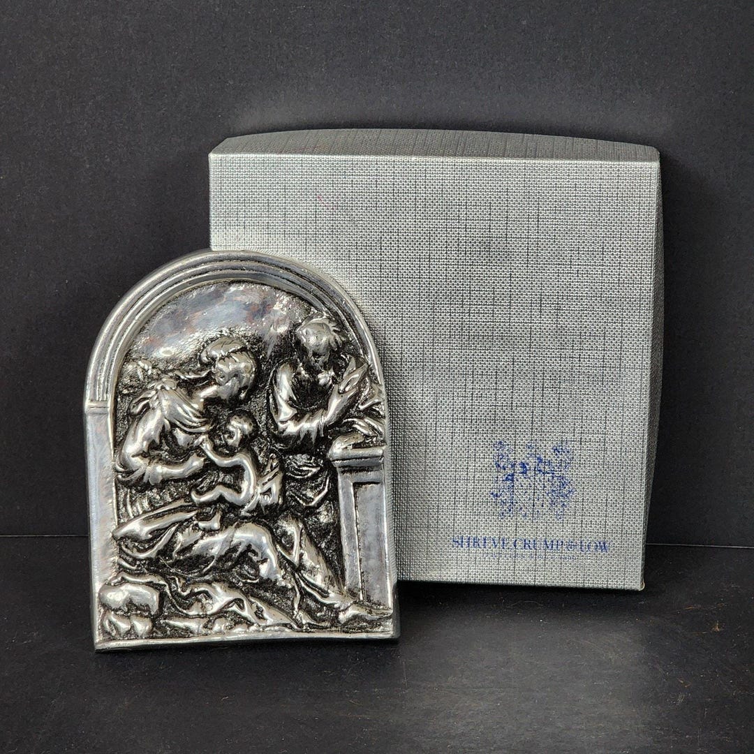 Shreve Crump & Low Nativity 3D Pewter Plaque Holy Family Christian Art ...