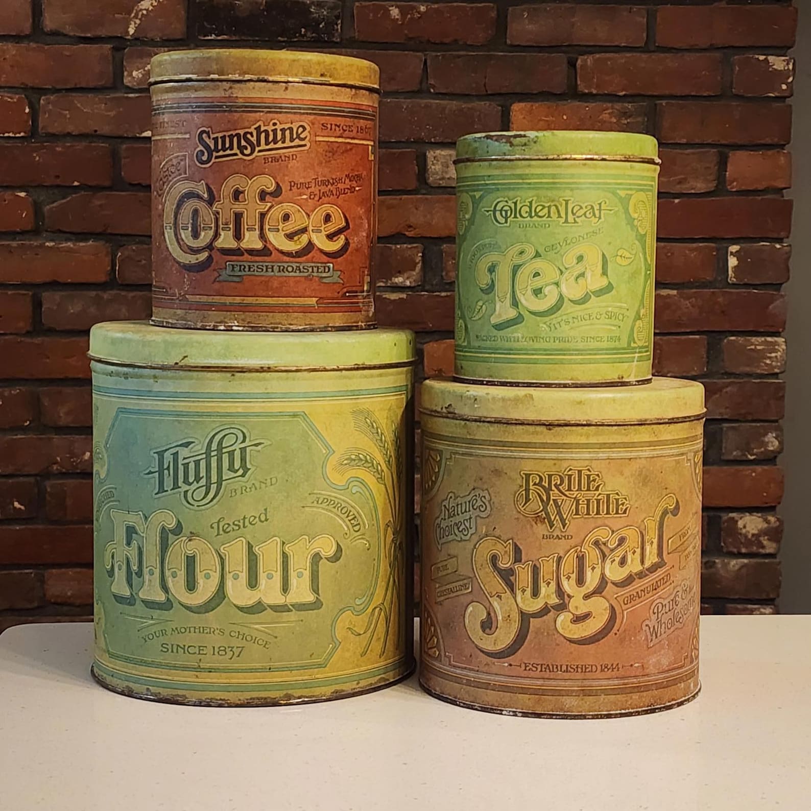 Vintage Set of 4 Ballonoff Metal Kitchen Maid Canisters - Flour Sugar ...