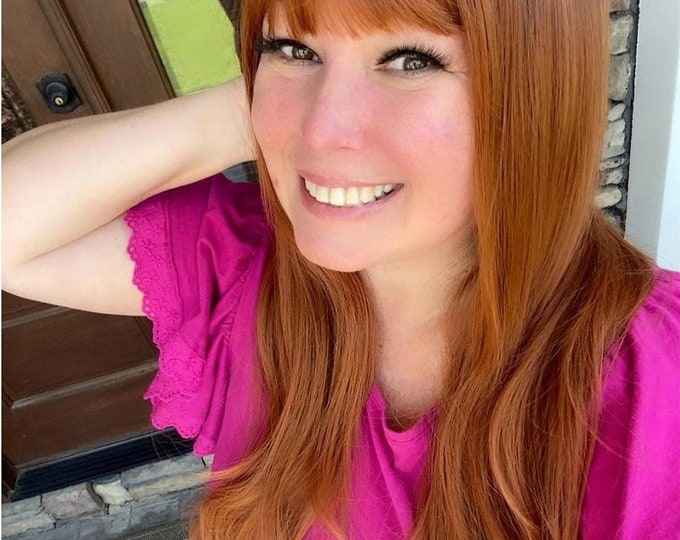 Waterloo Sunset - Red Copper Wig With Bangs / Fringe Long Ginger Auburn ...