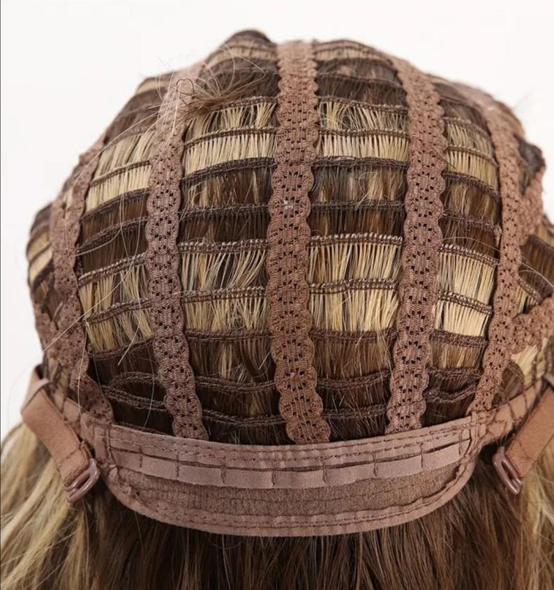 Short Wavy Brown Synthetic Wig With Bangs and Honey Highlights - Etsy