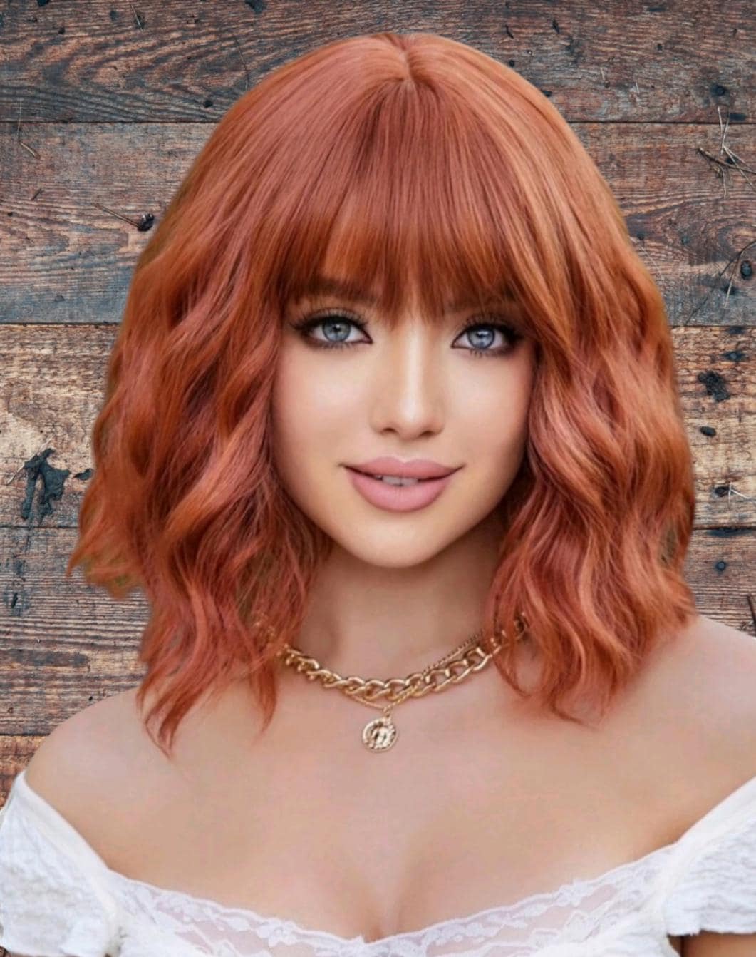 Short Wavy Red Copper Synthetic Wig With Bangs - Etsy