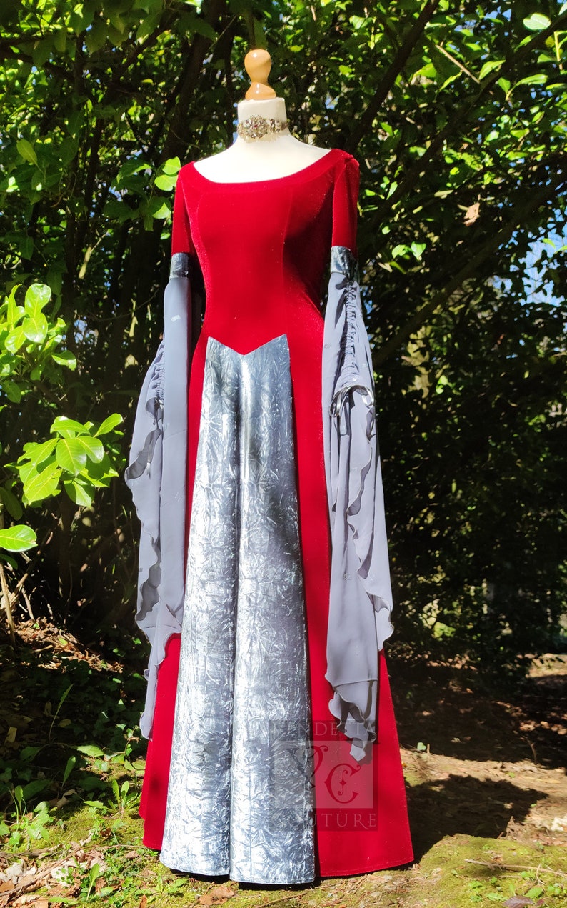 Blood Red Velvet Wedding Dress Medieval Fae Celtic Pagan Handfasting ...