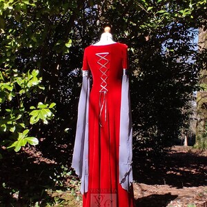 Blood Red Velvet Wedding Dress Medieval Fae Celtic Pagan Handfasting ...