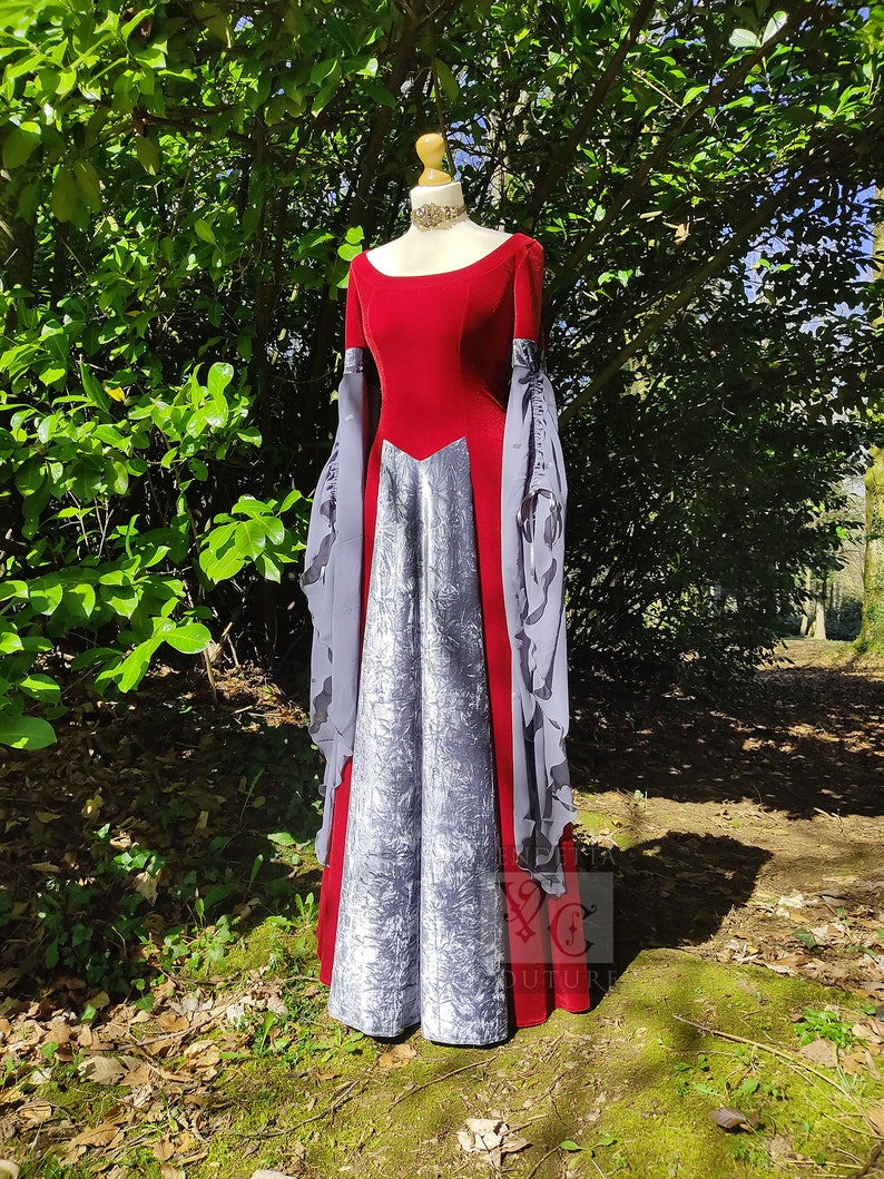 Blood Red Velvet Wedding Dress Medieval Fae Celtic Pagan Handfasting ...