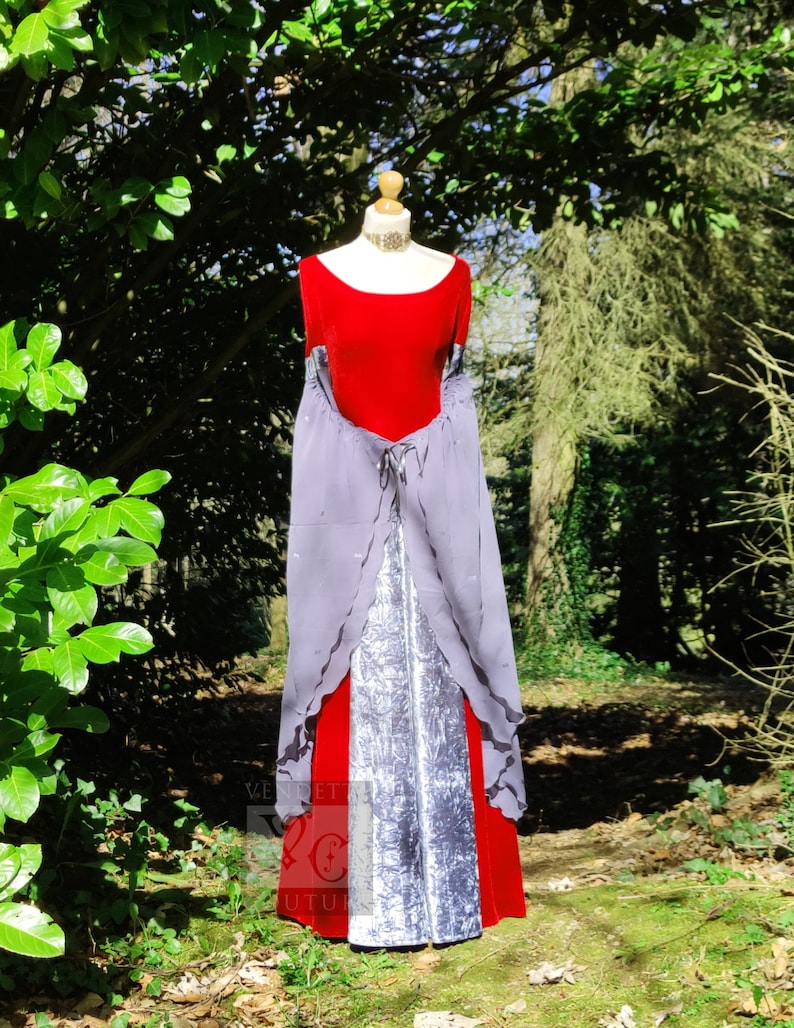 Blood Red Velvet Wedding Dress Medieval Fae Celtic Pagan Handfasting ...