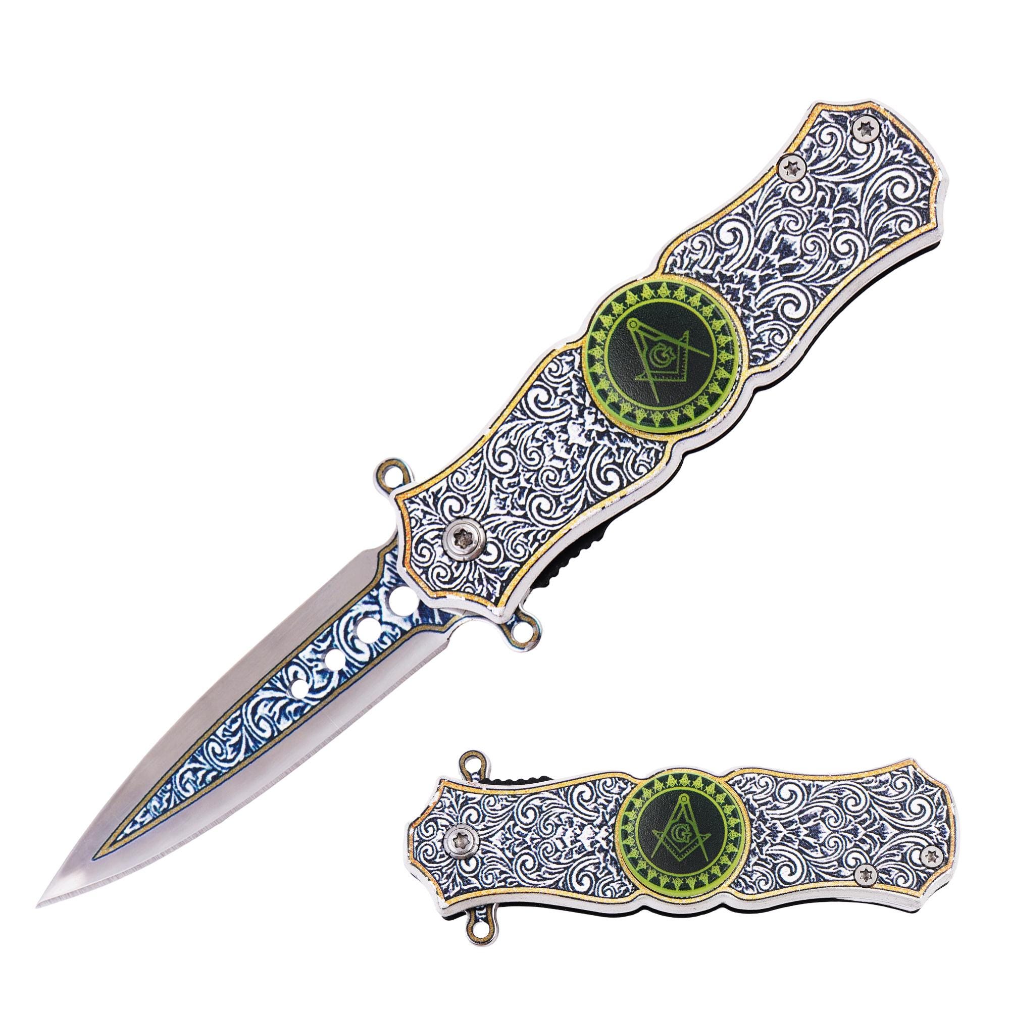 Masonic Folding Knife With Fidget Spinner, Crafted, Everyday Use ...