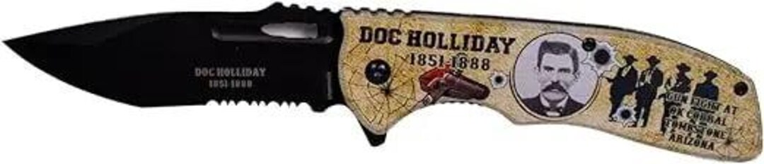 Doc Holliday Wanted Dead or Alive Pocket Knife Handle Gift Knife ...