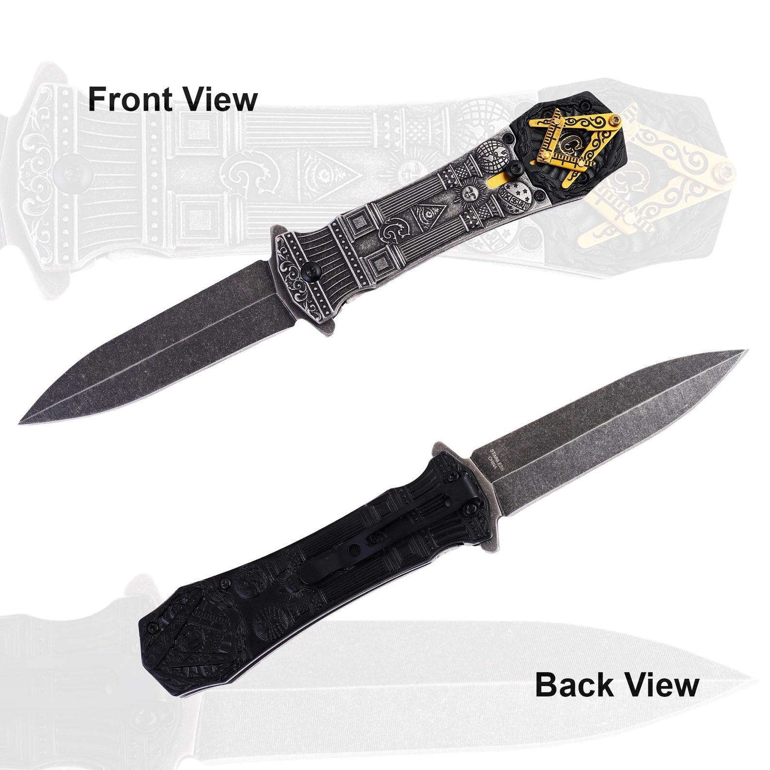 Masonic Folding Knife, Engraved Masonic Logo Expertly Crafted, Symbolic ...