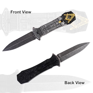 Masonic Folding Knife, Engraved Masonic Logo Expertly Crafted, Symbolic ...