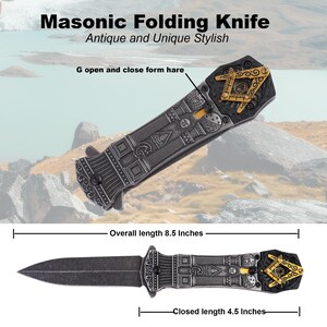 Masonic Folding Knife, Engraved Masonic Logo Expertly Crafted, Symbolic ...