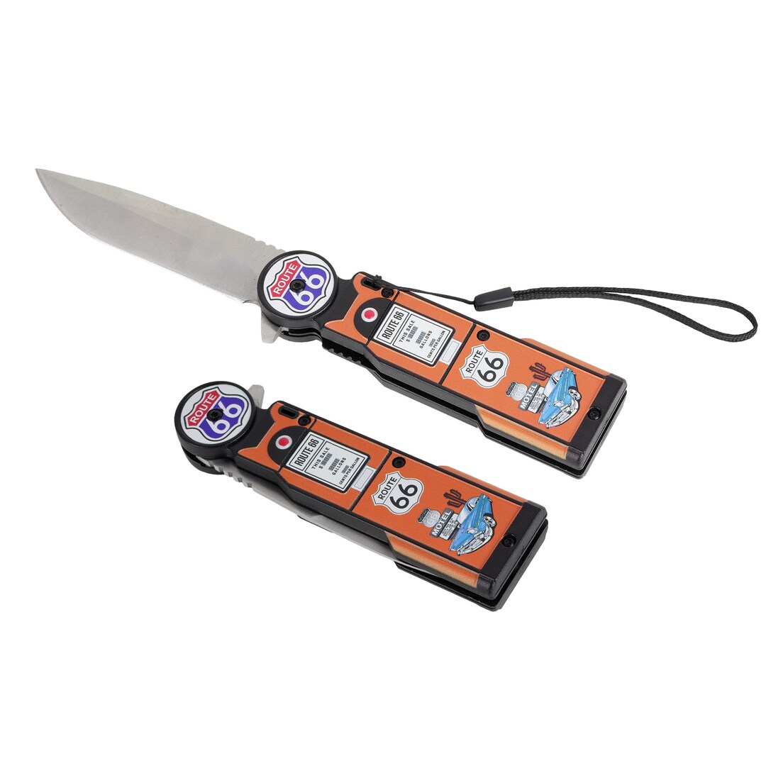 Route 66 Gas Pump Pocket Knife - 4.75 Inch Blade (orange), Folding ...