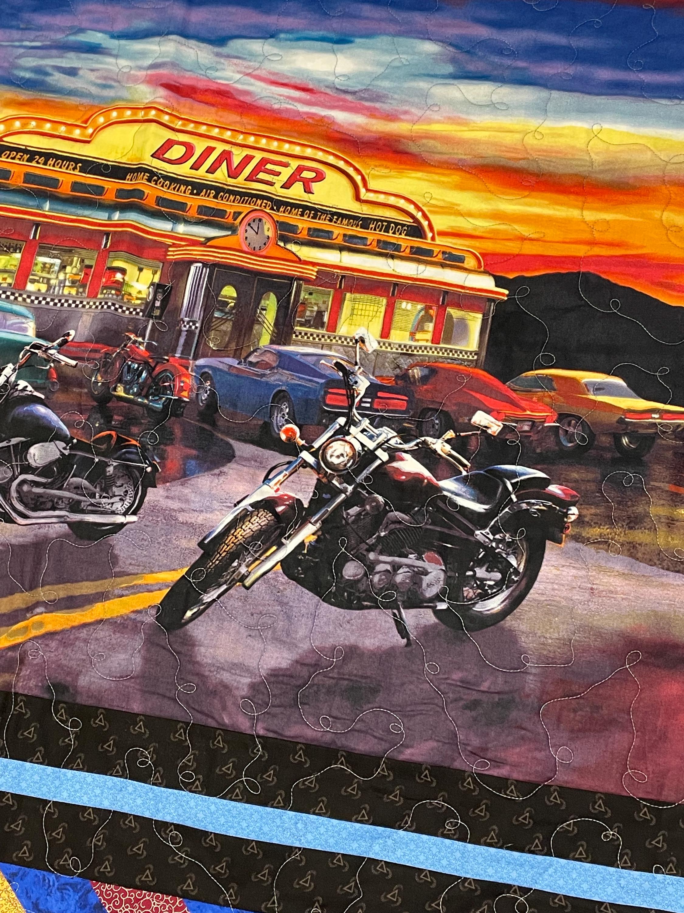 Antique Cars & Motorcycles at Old Diner Couch Quilt - Etsy