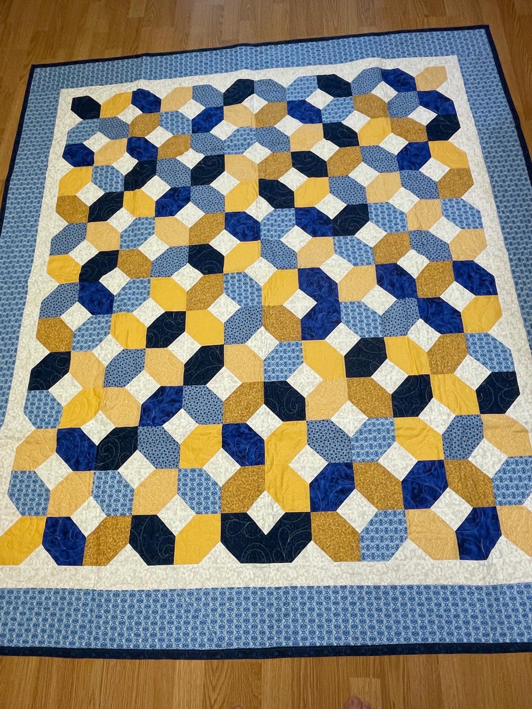 Handmade Blue and Yellow Floral Couch Quilt - Etsy