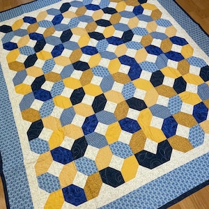 Handmade Blue and Yellow Floral Couch Quilt - Etsy