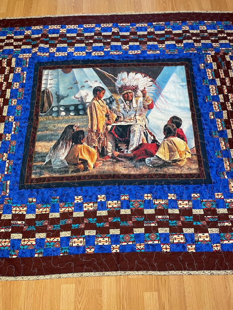 Native American Storyteller Couch Quilt - Etsy