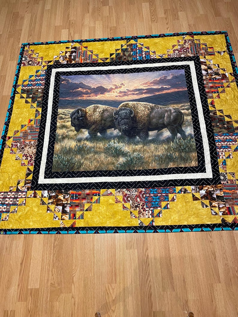 Handmade Native American Buffalo Couch Quilt - Etsy