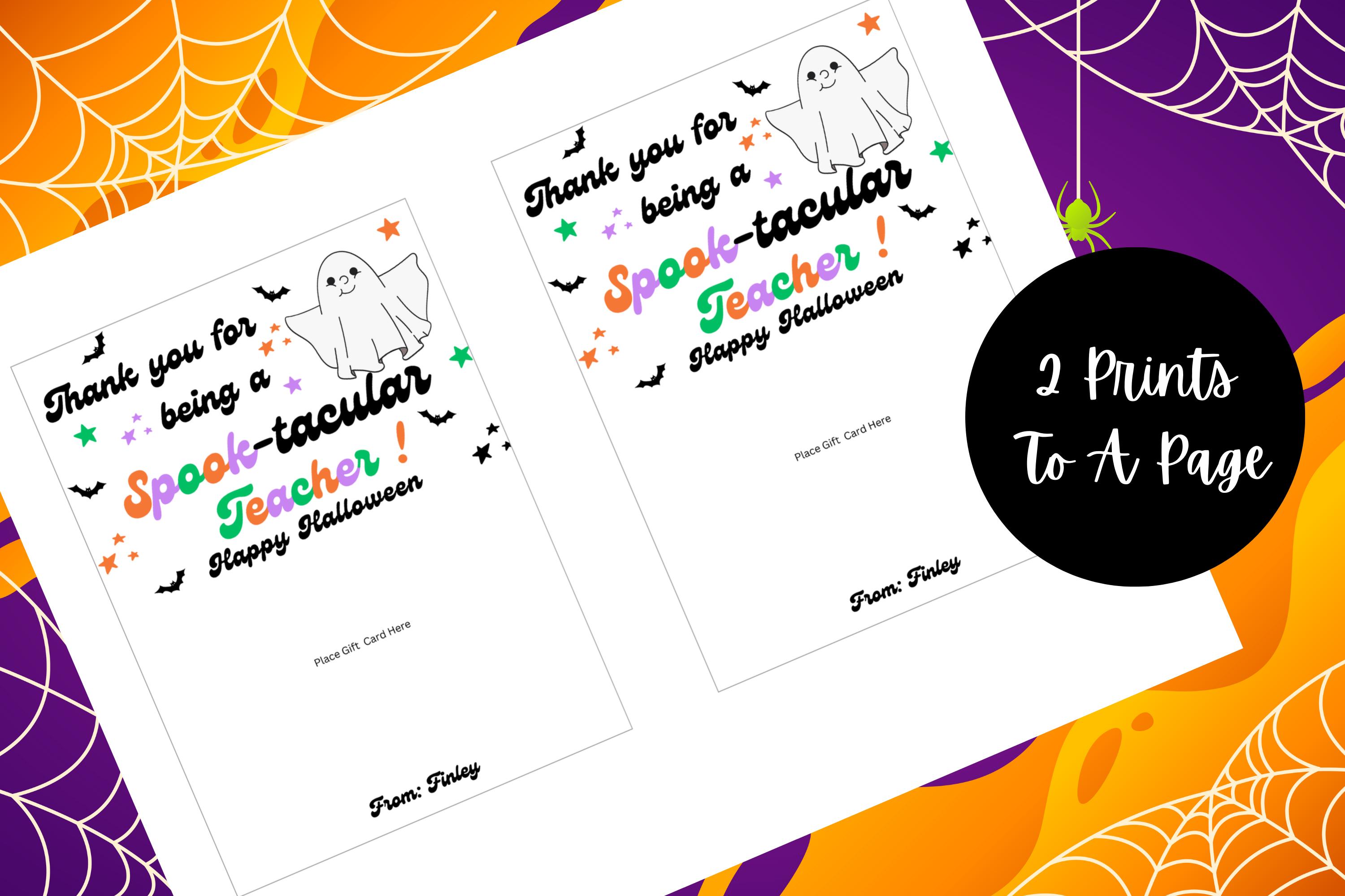 Editable Halloween Tags , Printable Gift Card Tag , 4.5x6 Gift Card ...