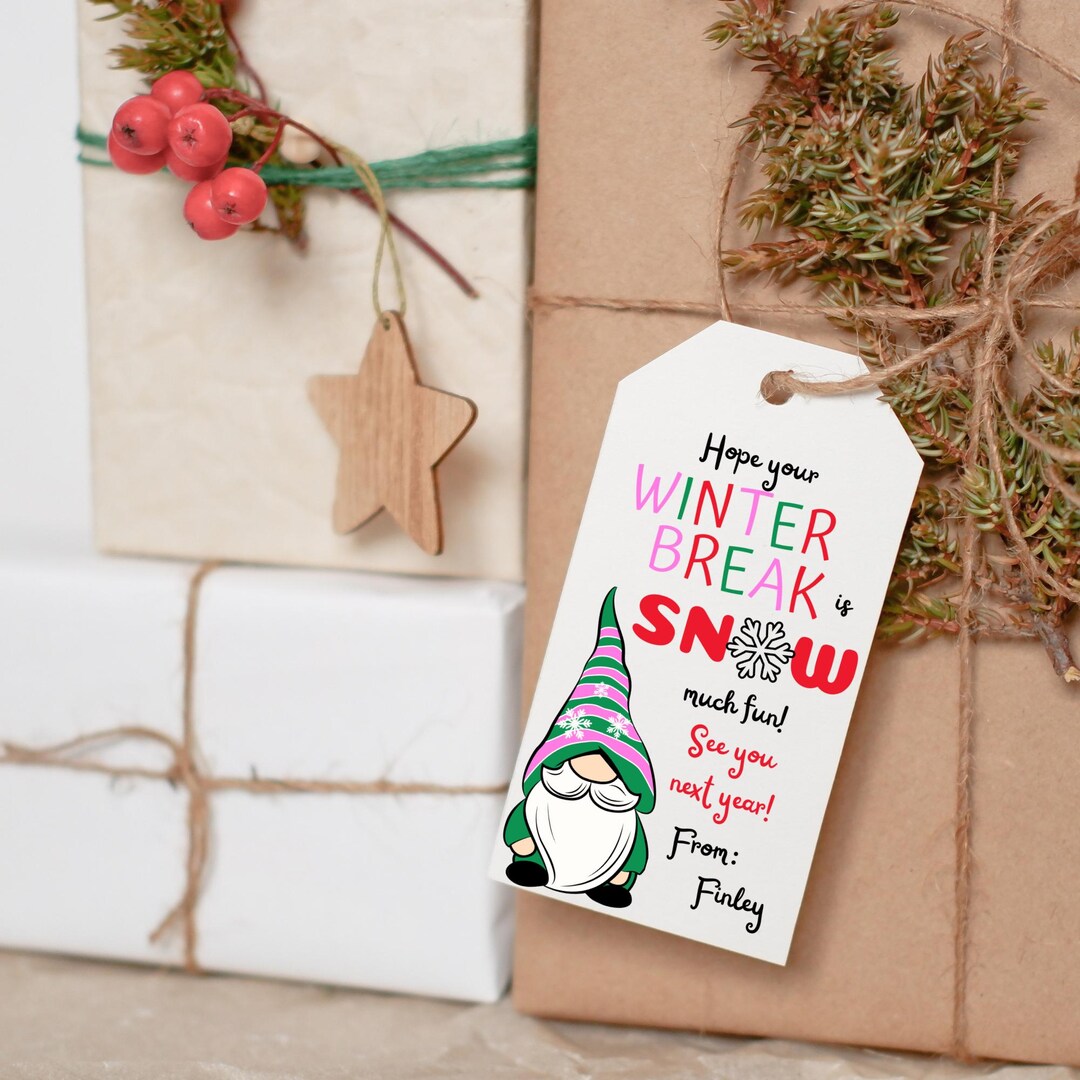 Christmas Gnome Gift Tags | Printable Holiday Favor Tags (canva ...