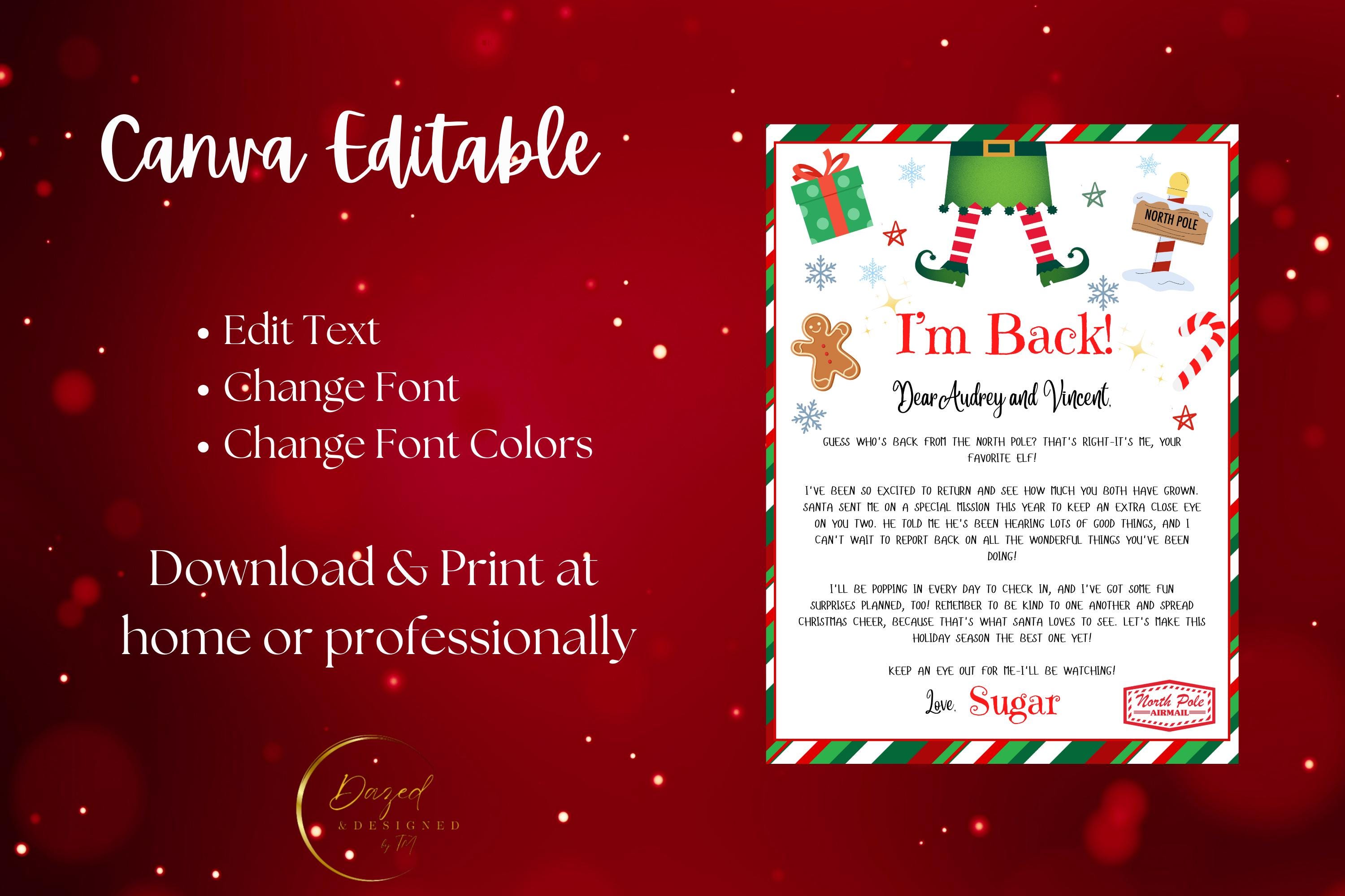 Hello Letter From Elf Editable Template, Christmas We're Back Elf ...